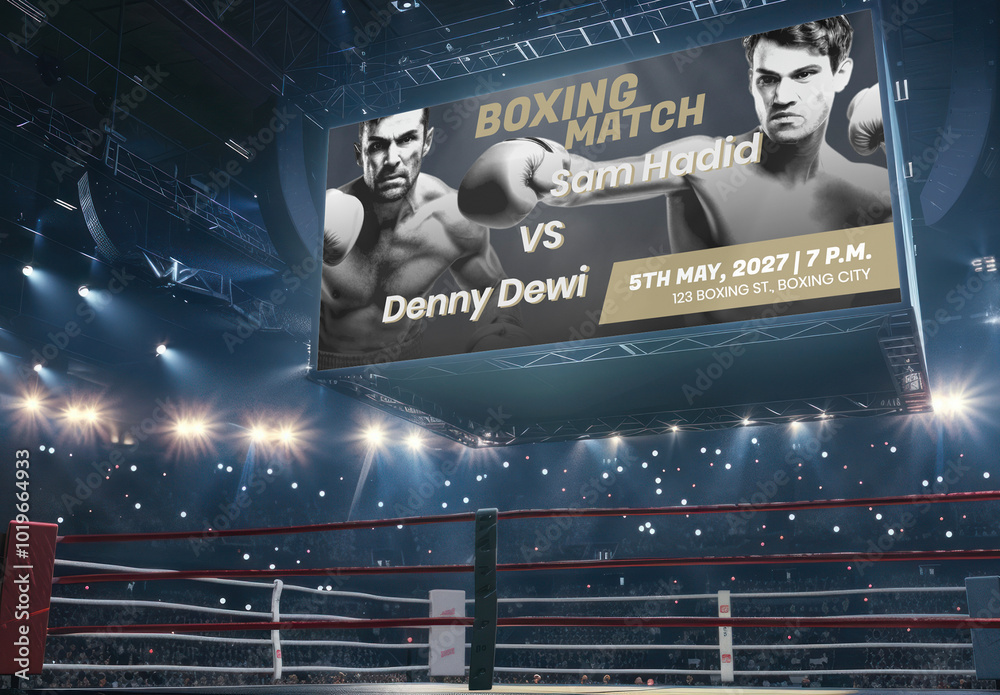 Screen Boxing Stadium Display Mockup With Generative AI Stock Template ...