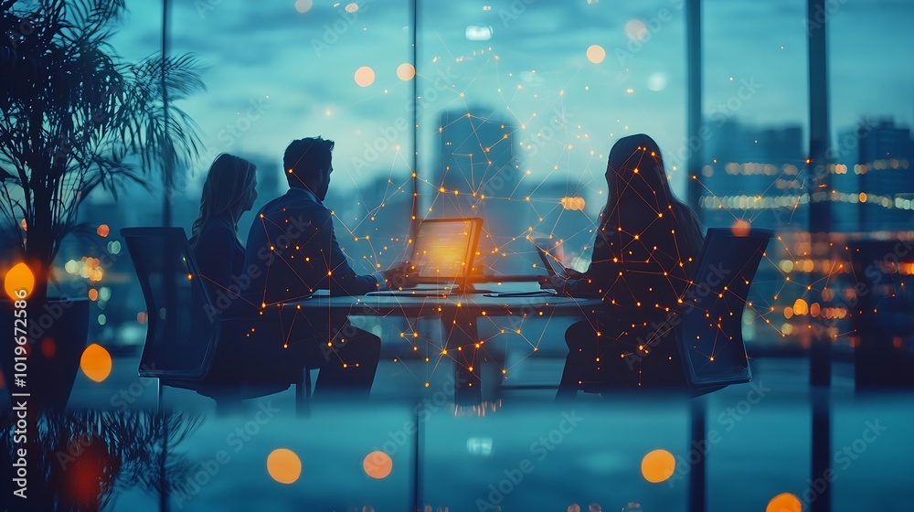 Teamwork and human resources HR management technology concept in ...