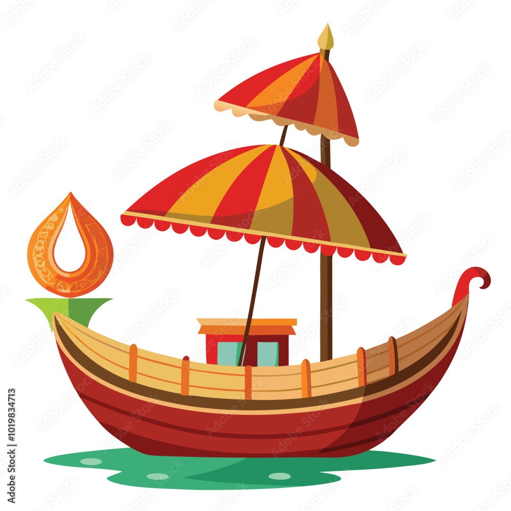 Onam festival boat with umbrella vector illustration Stock Vector ...