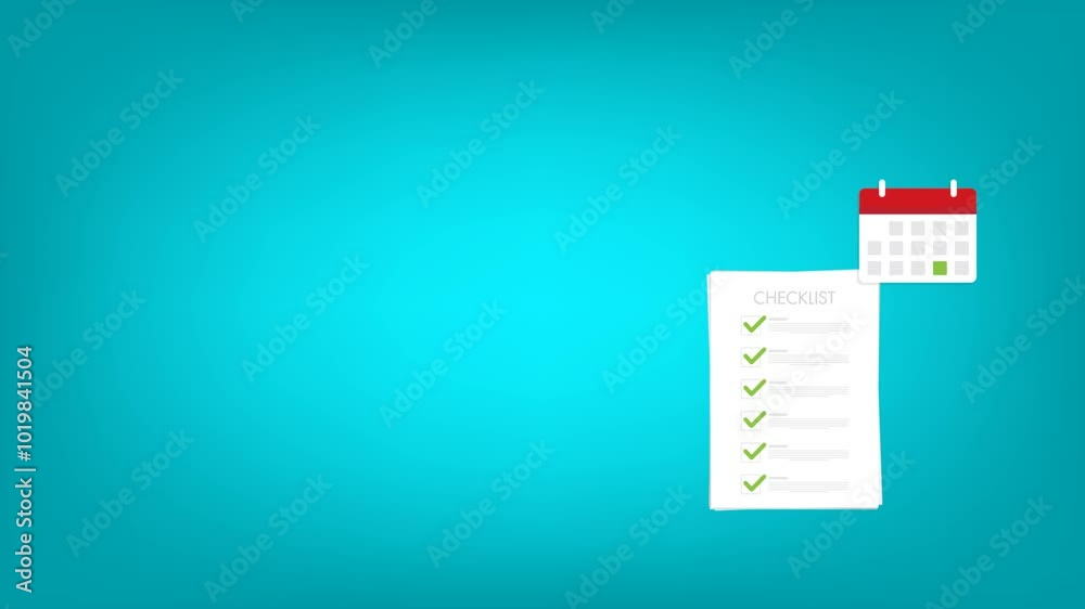 Check list document with a notification and calendar, paper check list ...