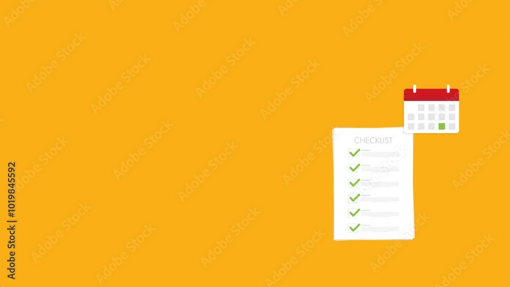 Check list document with a notification and calendar, paper check list ...