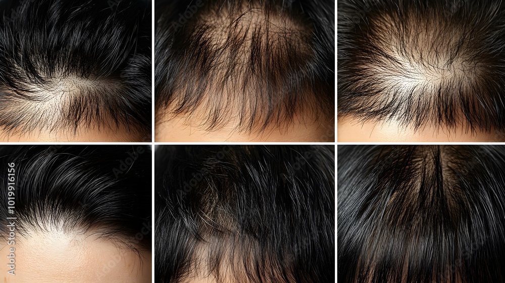Visual timeline of monthly hair restoration progress, showing detailed ...