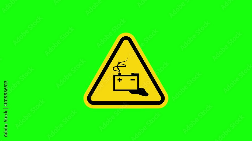 ISO Triangle Warning Sign: ISO W026 - Battery Hazard Symbol (IS-2076 ...