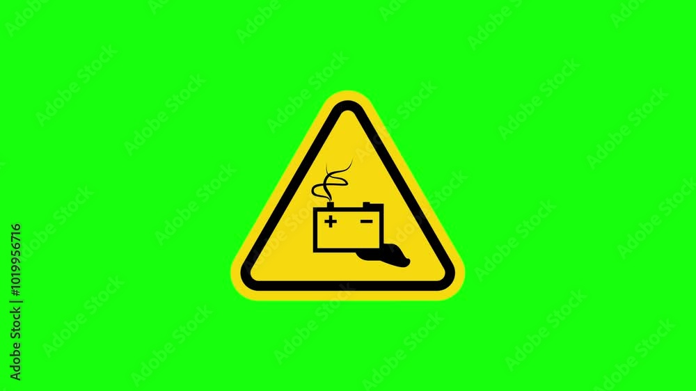 ISO Triangle Warning Sign: ISO W026 - Battery Hazard Symbol (IS-2076 ...