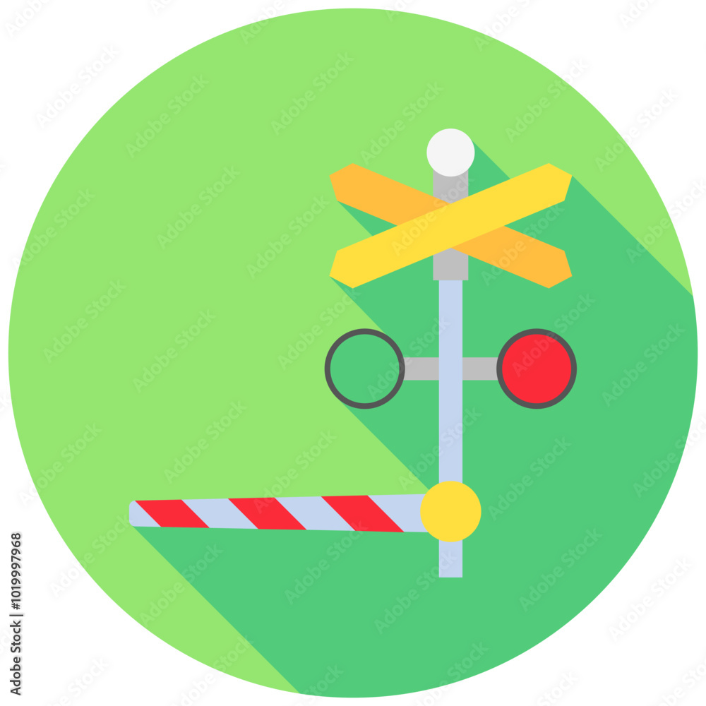 Level Crossing rounded multi color icon, use for UI, UX, app and web ...