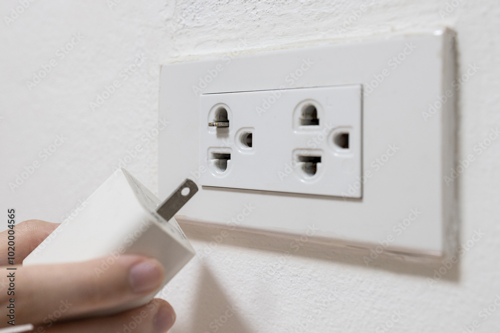 Broken pin contacts of electric plug,phone charger adapter pin is ...