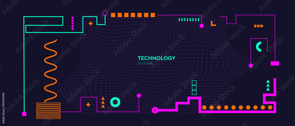 3d Technology Pattern in Cyberpunk Style. Abstract Hi-Tech Network for ...