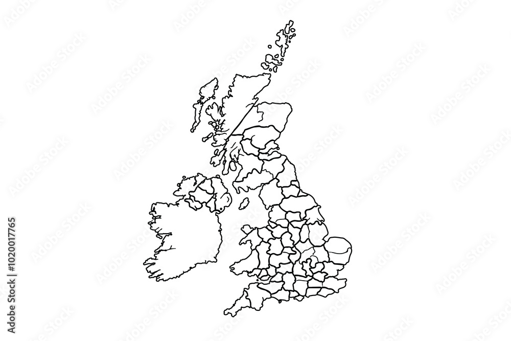 England map outline isolated on white background. England map outline ...