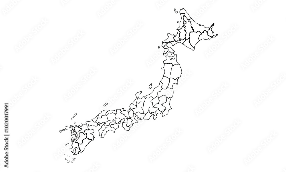 Japan map outline isolated on white background. Japan map outline ...