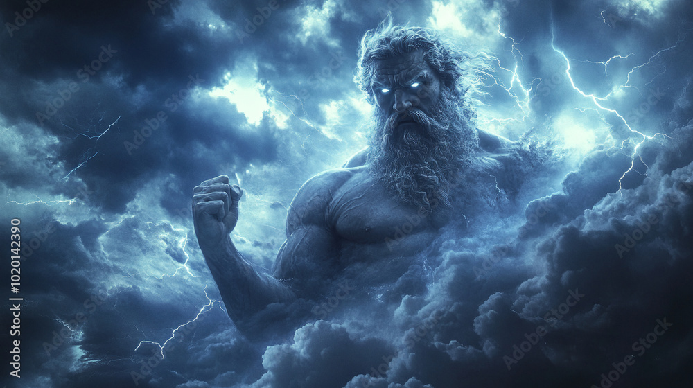Zeus god of sky and thunder in ancient Greek mythology background Stock Illustration | Adobe Stock