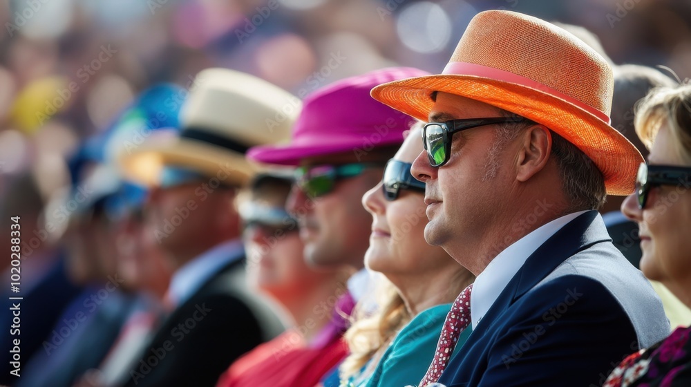 Spectators in elegant attire watching the Melbourne Cup horse race from ...