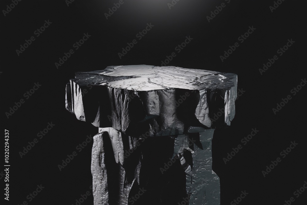 Stone Podium: A rugged stone podium stands tall against a dramatic ...