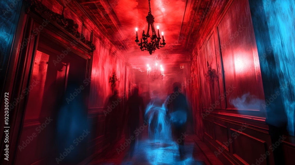 the psychological impact of a haunted house experience, with frightened ...