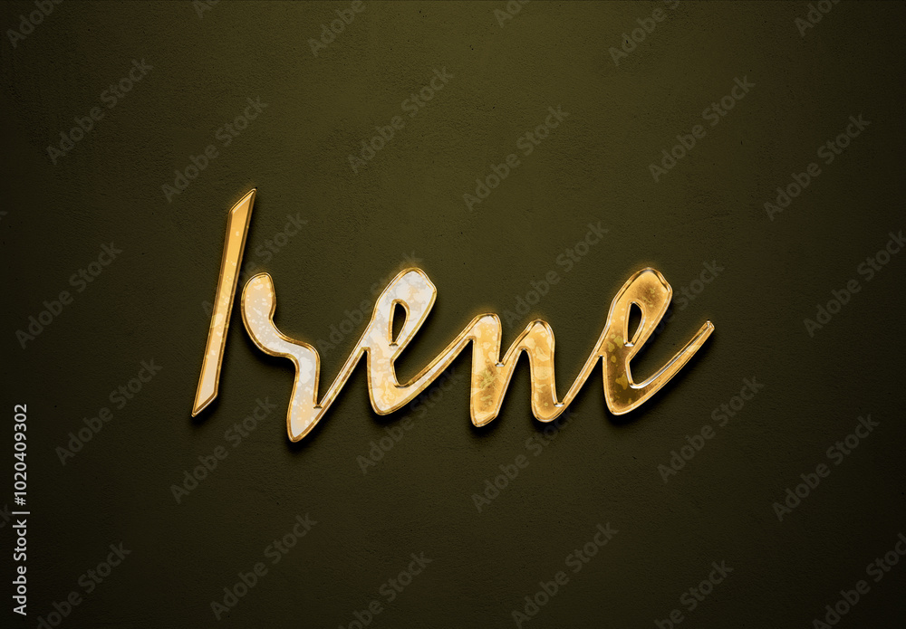 Poster Old gold text effect of Spanish name Irene with 3D glossy style ...