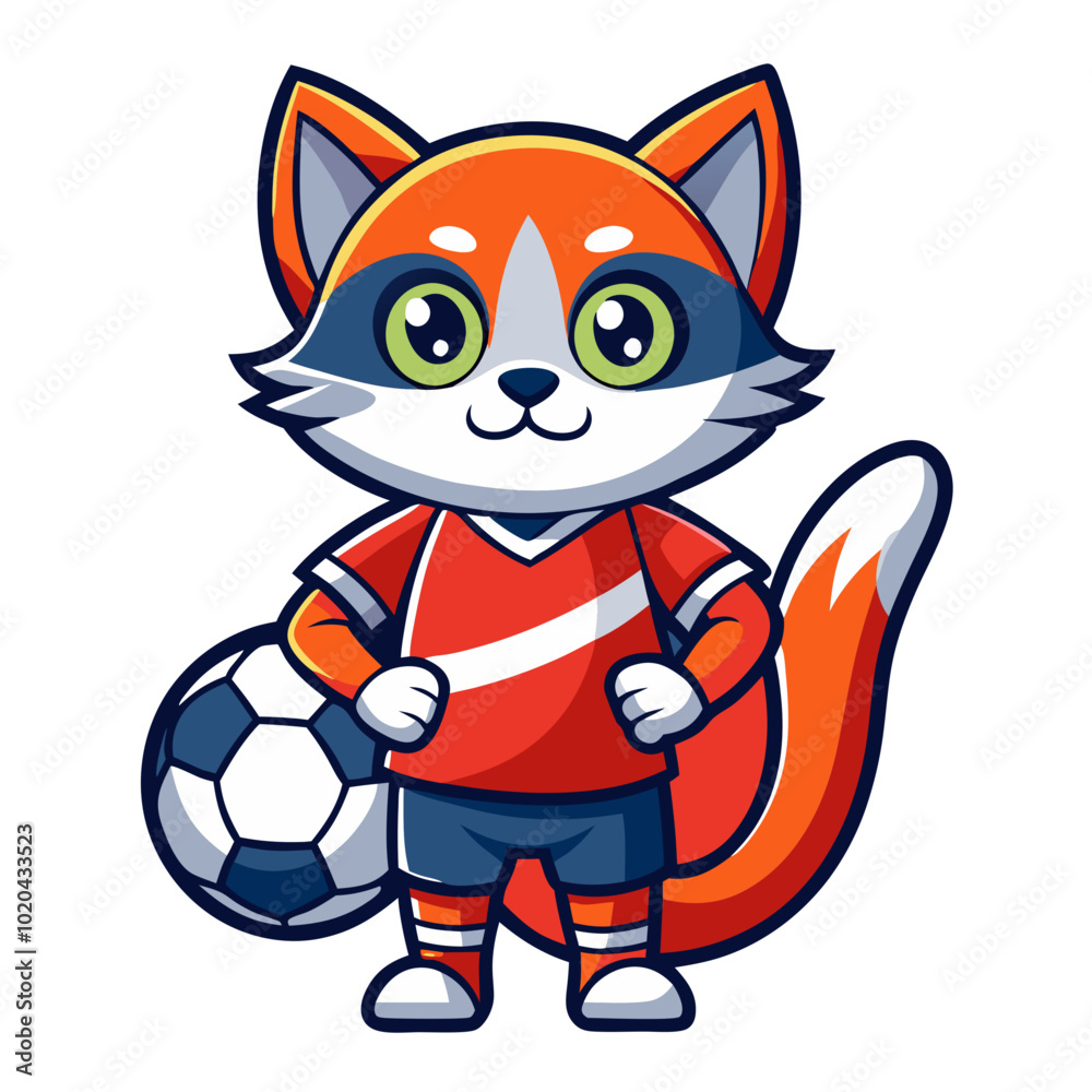 Cute Fox Soccer Player: A charming and playful fox in a soccer uniform ...