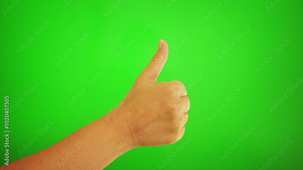 Hand show thumbs up gesture. Female hand do thumbs up . Like. Green ...