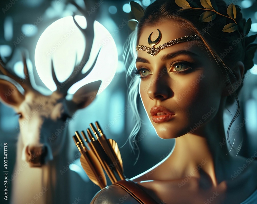 Artemis or Diana Greek goddess of hunt, wilderness, nature, vegetation ...