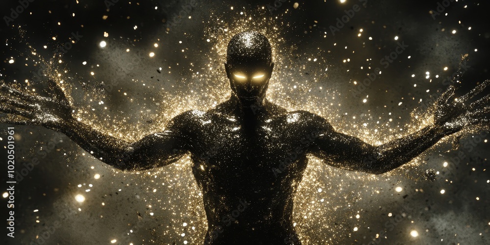 Ethereal Golden Spirit Emerging from the Void - A luminous golden ...