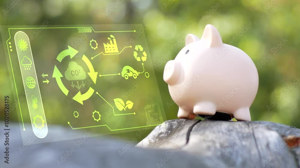 CO2 reduce.Digital infographic panel of CO2 reduce.Net zero emission ...