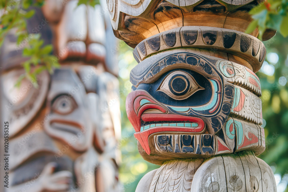 Powerful totem statue standing as a sacred symbol of indigenous ...