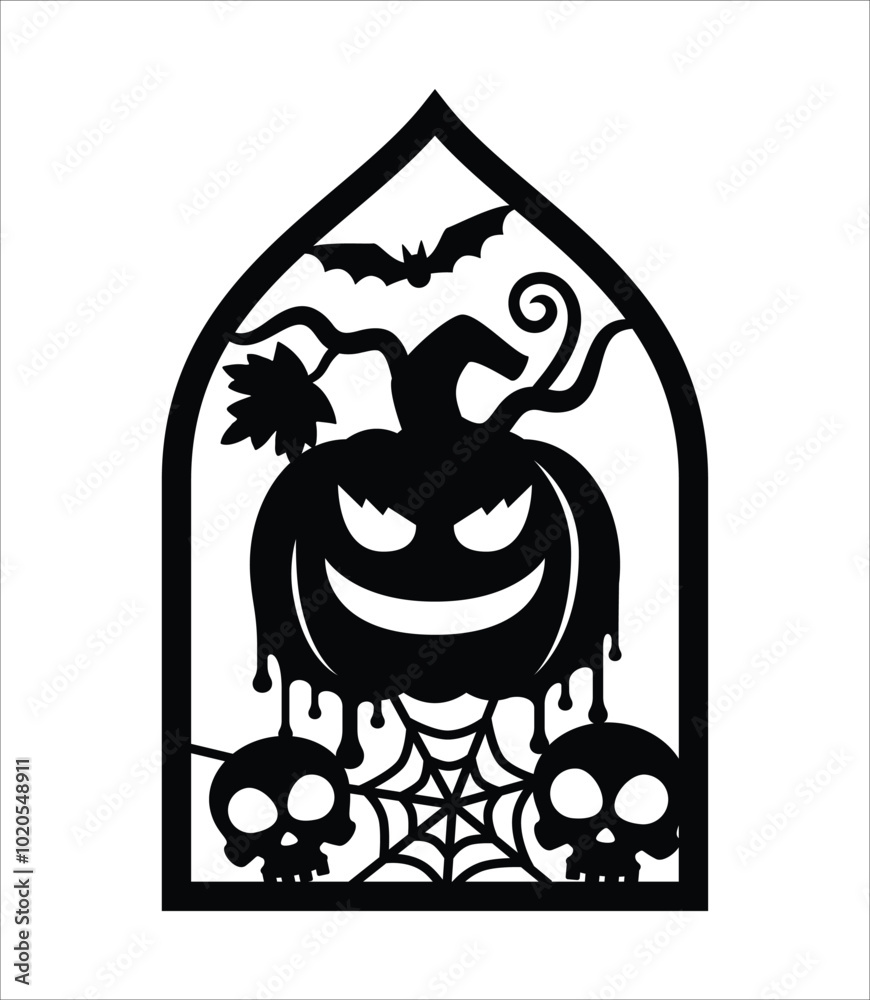 halloween hanging door decor design template. Halloween scene wall ...