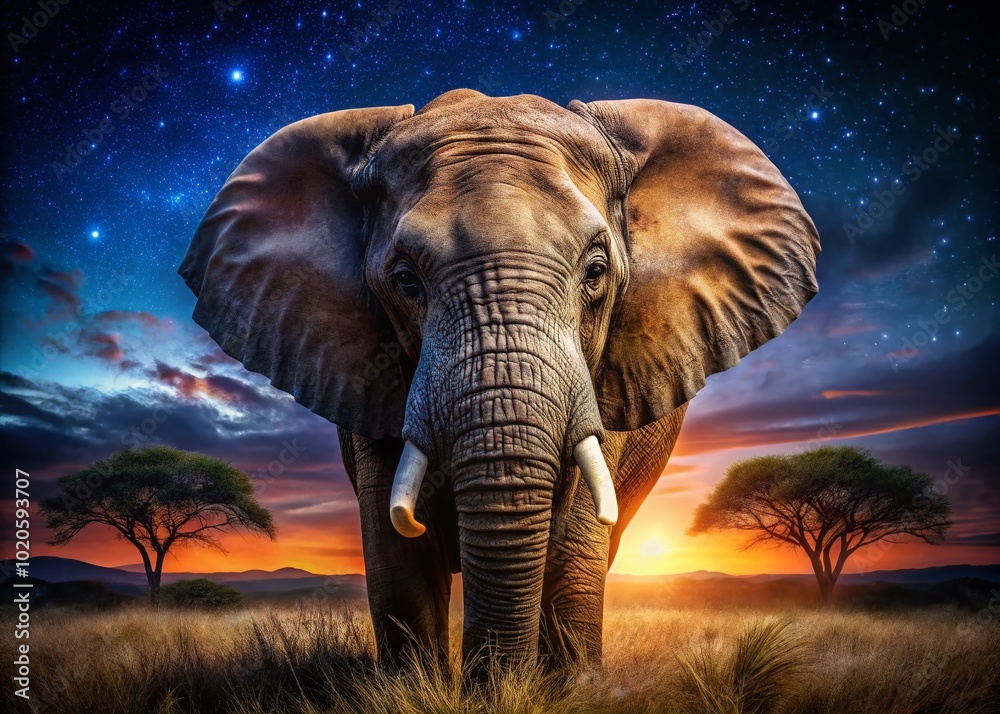 Elephant skin's intricate wrinkles flow into the African landscape ...