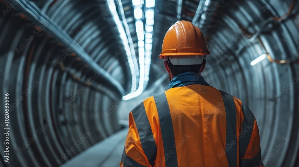 Underground tunneling engineer working on a railway project Stock ...
