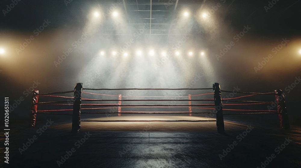 empty boxing arena creates an electrifying ambiance as the ring is ...