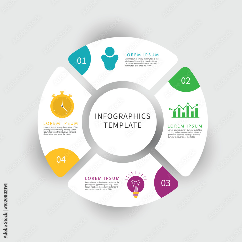 Vector circle infographic template for graphs, charts, diagrams. Pie ...