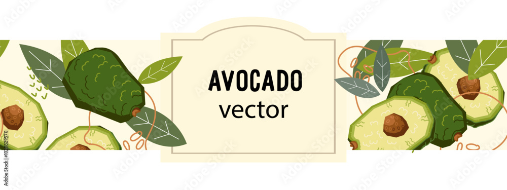 Avocado products food label and packaging design template. Avocado ...