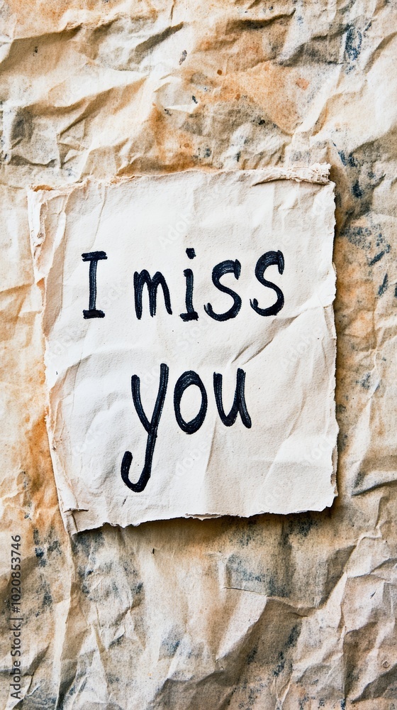 A heartfelt note expressing emotions with the words 'I miss you' on ...