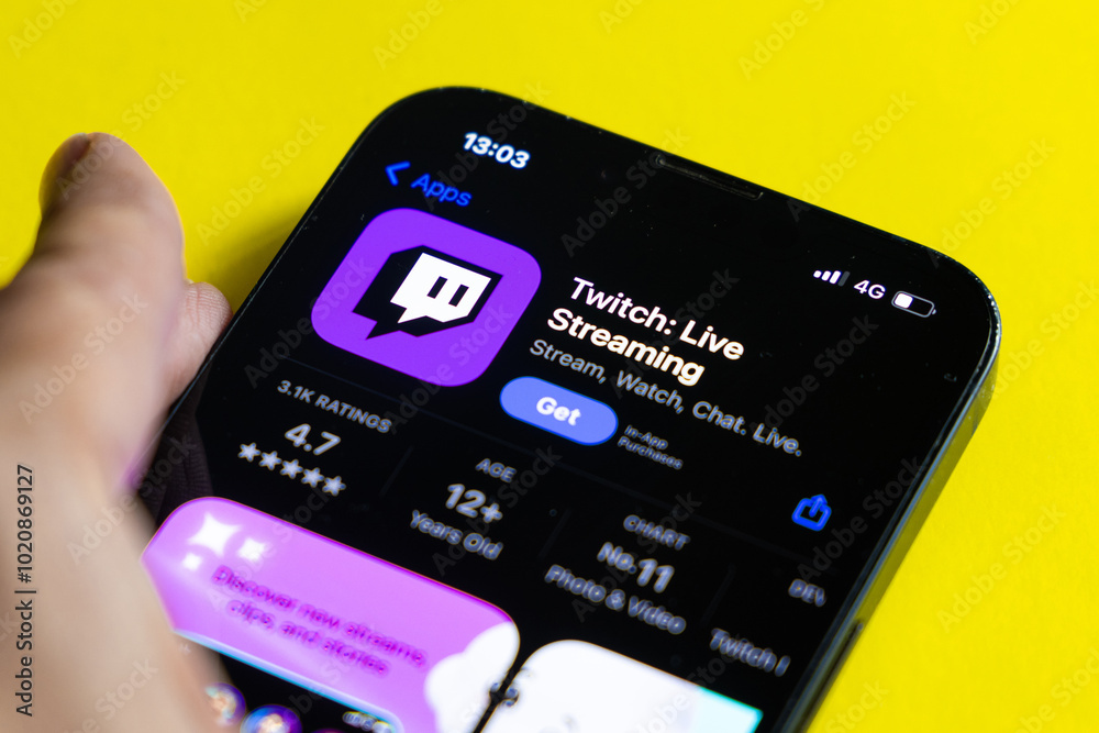 Warsaw, Poland - January 06, 2023; Iphone with Twitch logo on screen ...