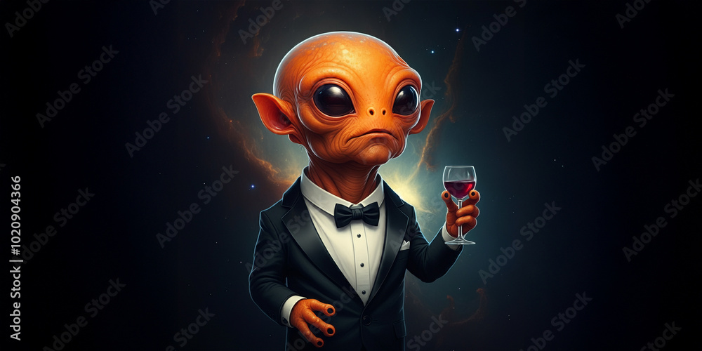 Cool Alien Martion in Tuxedo Suit, Stylish Extraterrestrial, Outer ...