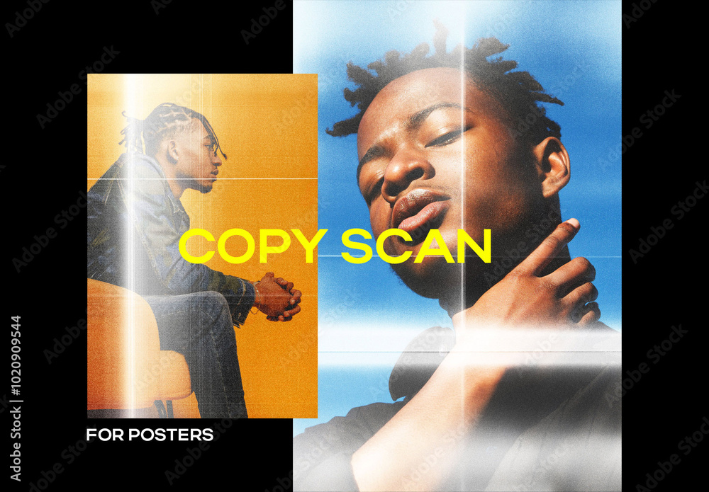 Copy Scan Poster Photo Effect Mockup Stock Template | Adobe Stock