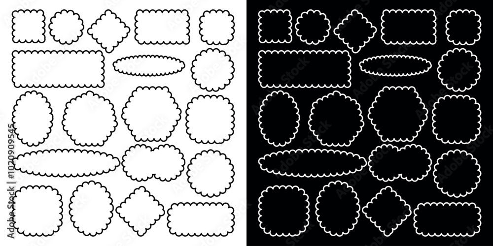 Scallop edge lace frames and borders, frill ribbons and fabric ornament ...