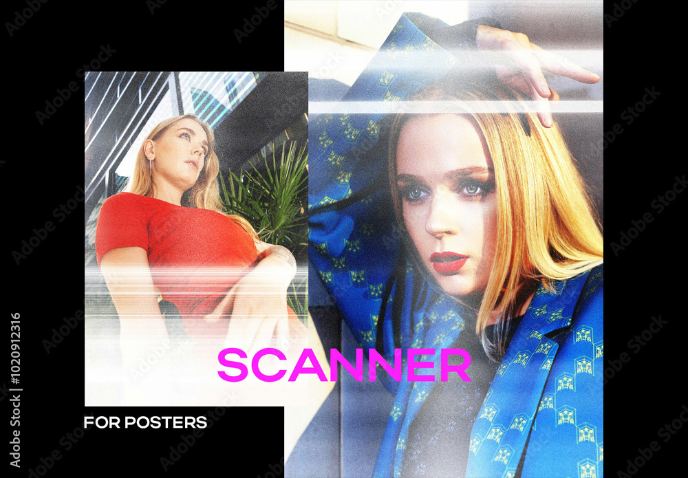 Retro Copy Scan Poster Photo Effect Mockup Stock Template | Adobe Stock