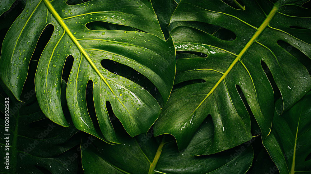 Tropical leaf texture with detailed veins and rich green color Stock ...