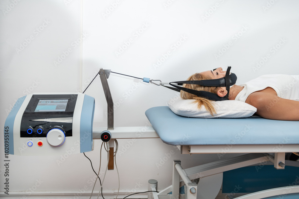 Mechanical cervical traction gently stretch the neck, alleviate ...