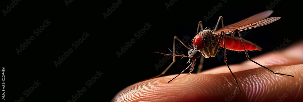 Extreme close-up, macro photography of a mosquito sucking blood by ...