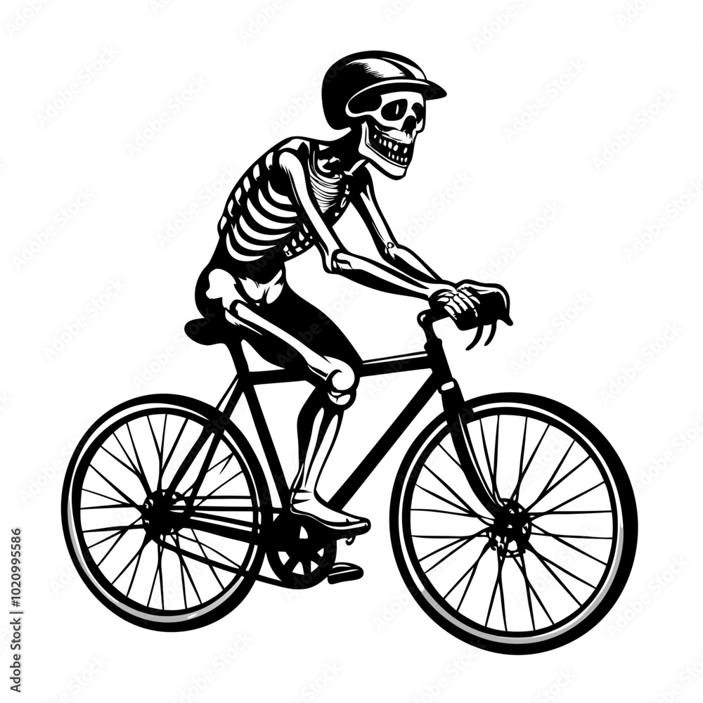 human skeleton riding bicycle vector silhouette isolated on white ...