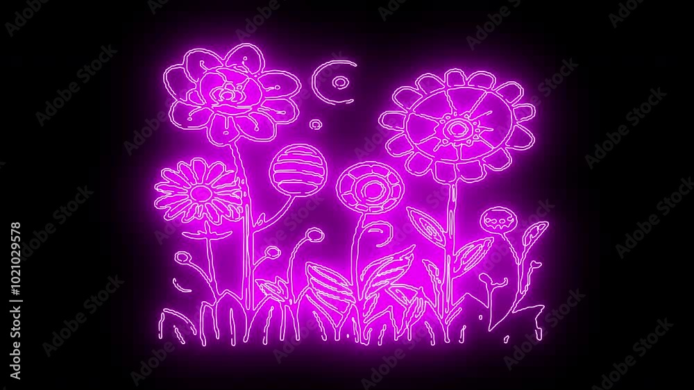 Illustration of a sunflower icon with plants around it, animation ...
