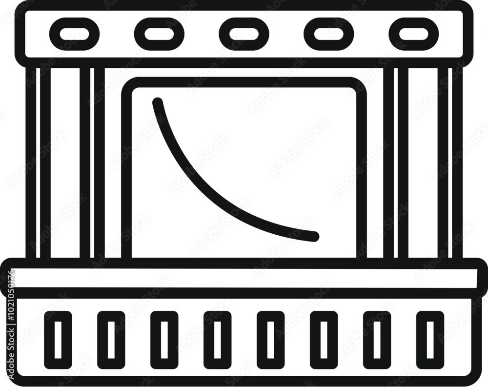 Simple vector of an empty theatre stage with a drawn curtain and an ...