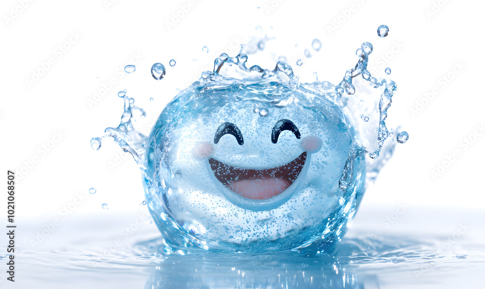 Cute Water Droplets Emoji, Playful, Expressive Faces in Splash and ...