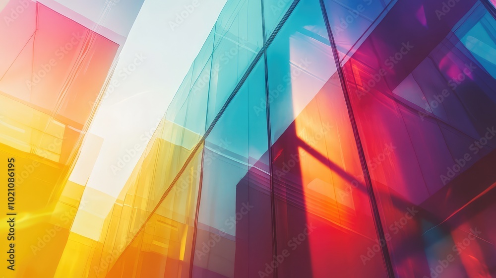 An abstract shot of light being refracted through a complex glass ...