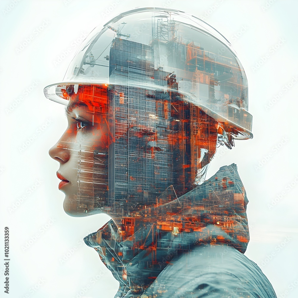 Futuristic Skyscraper Construction Site Digital Collage Depicting ...
