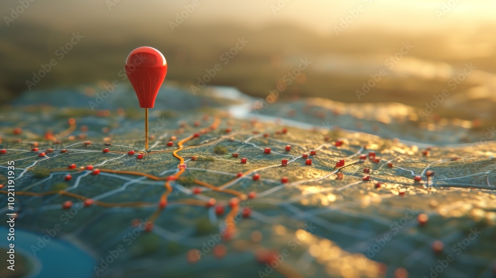 Red Pin on a Map: Explore New Destinations Stock Photo | Adobe Stock