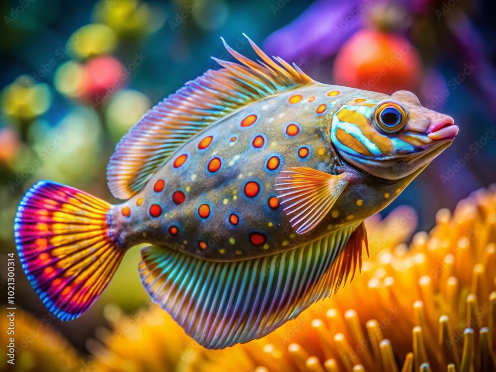 Colorful Flounder Fish Swimming Gracefully Underwater in a Vibrant ...