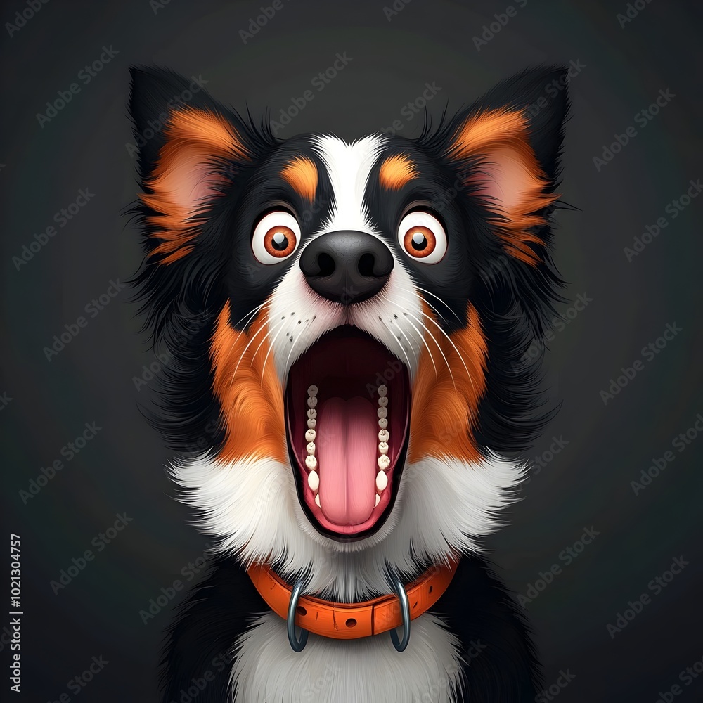 Comically exaggerated and absurdly wide eyed facial expression of an ...