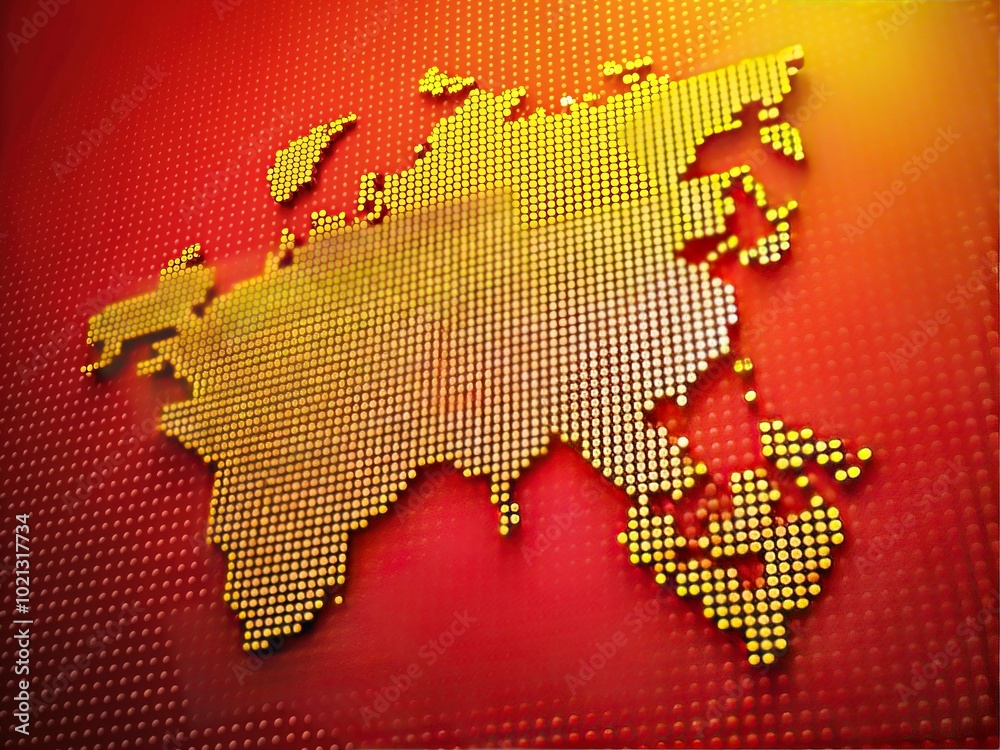 Modern dotted world map emphasizing France on a bold red gradient ...