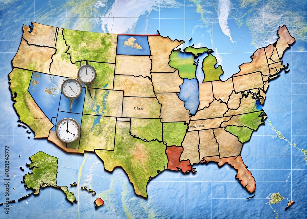 Detailed US Time Zone Map Highlighting Major Cities Across Different ...